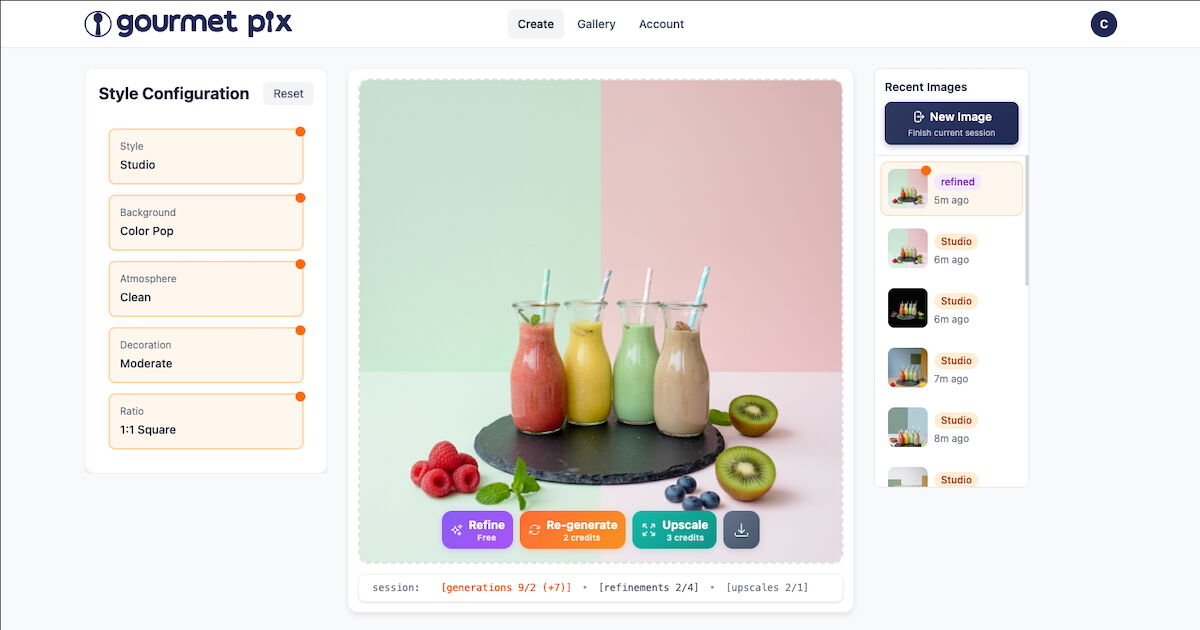 GourmetPix - AI-Enhanced Food Photo Editing